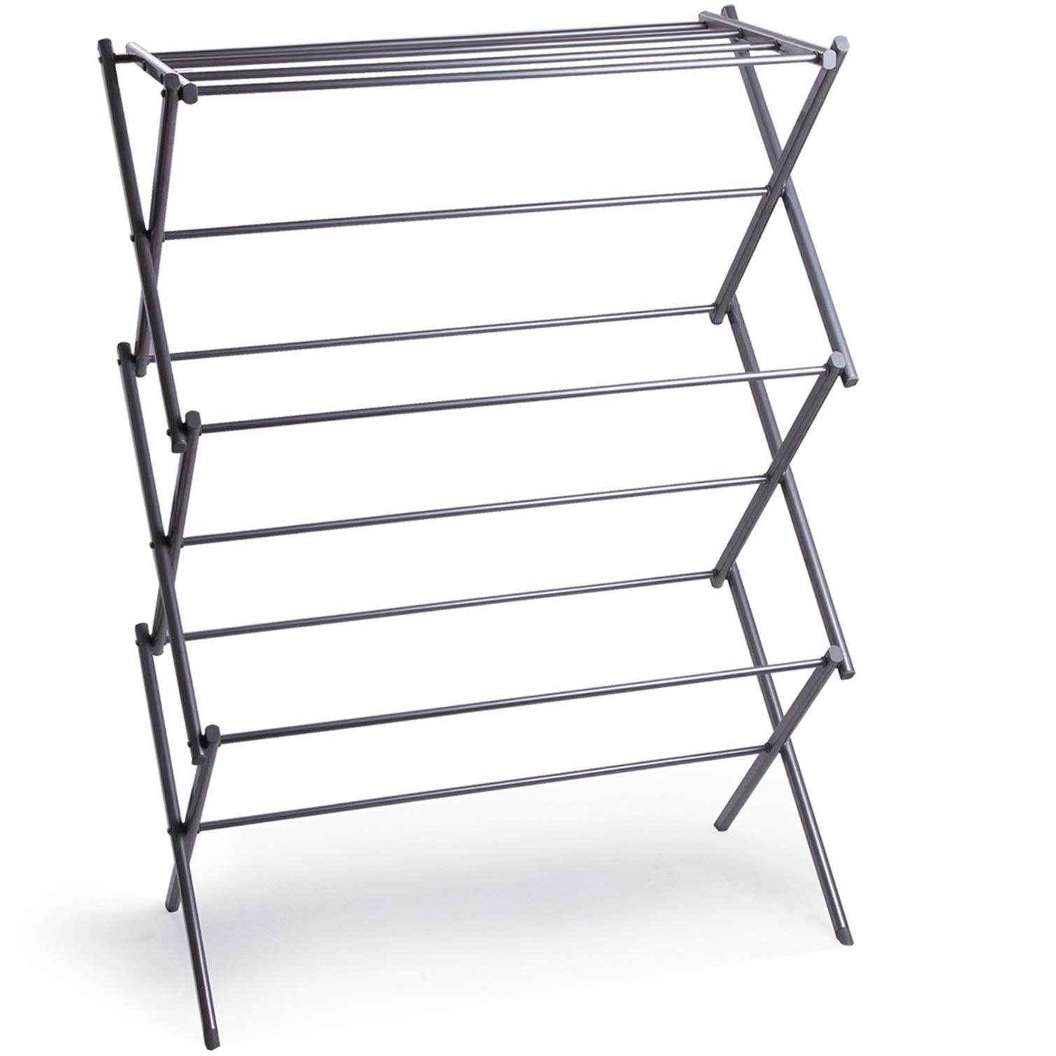 BINO 3-Tier Collapsing Foldable Laundry Drying Rack, Silver