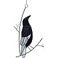 Amazon.com: Lolitarcrafts Raven Stained Glass Window Hangings,Crow on ...