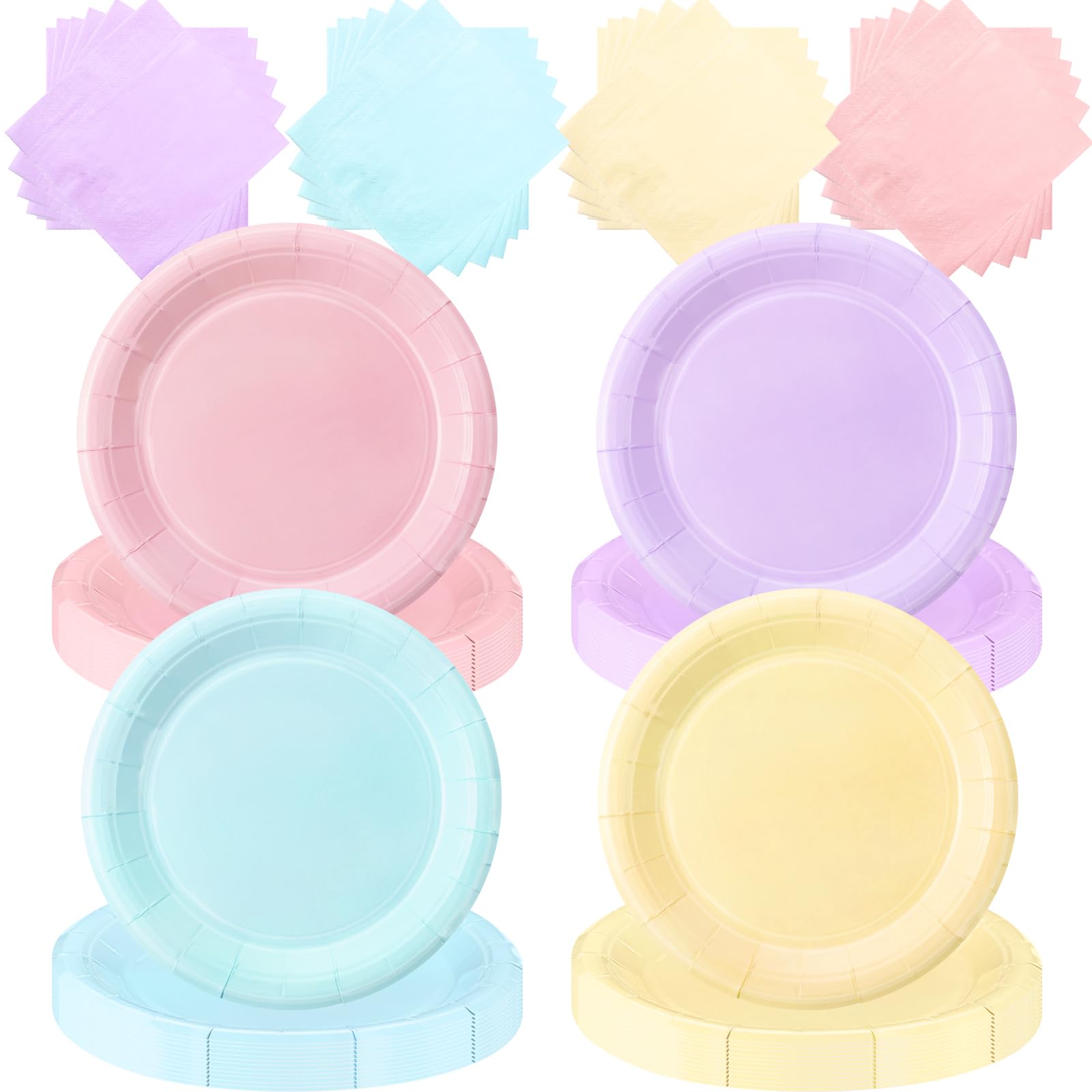 Zhehao 120 Pcs Pastel Disposable Paper Plates and Napkins Bulk Spring ...