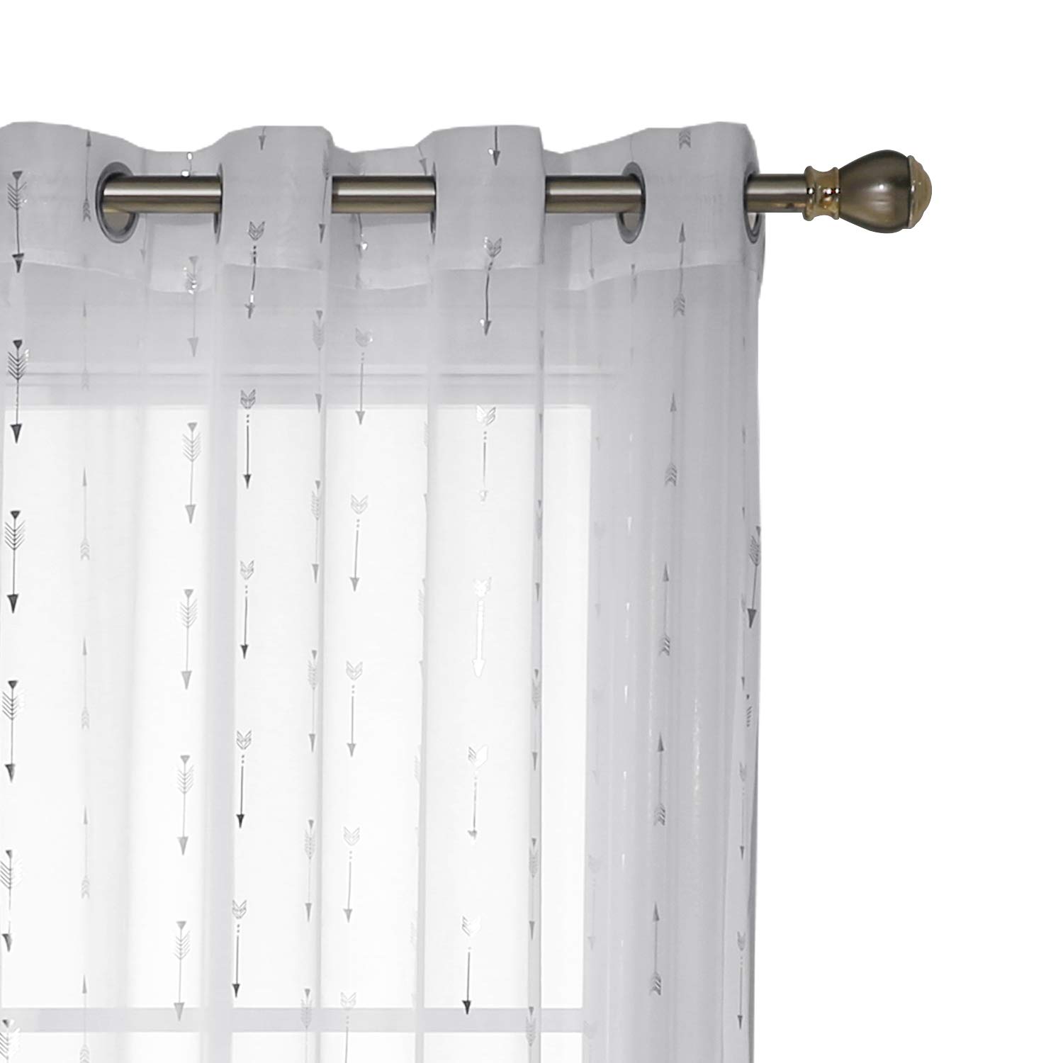 Buy Deconovo Window Arrow Foil Printed Sheer Curtain Panels Eyelet ...