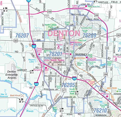 Dallas-Ft. Worth-Arlington Metroplex Wall Map (58"x44") W/Zip Codes ...
