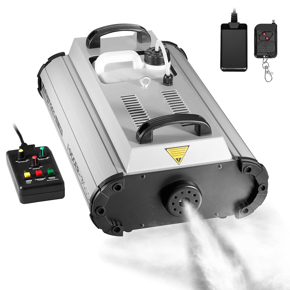 Fog Machine 3000 Watt with DMX 512, Wired Timer Remote, and Wireless ...