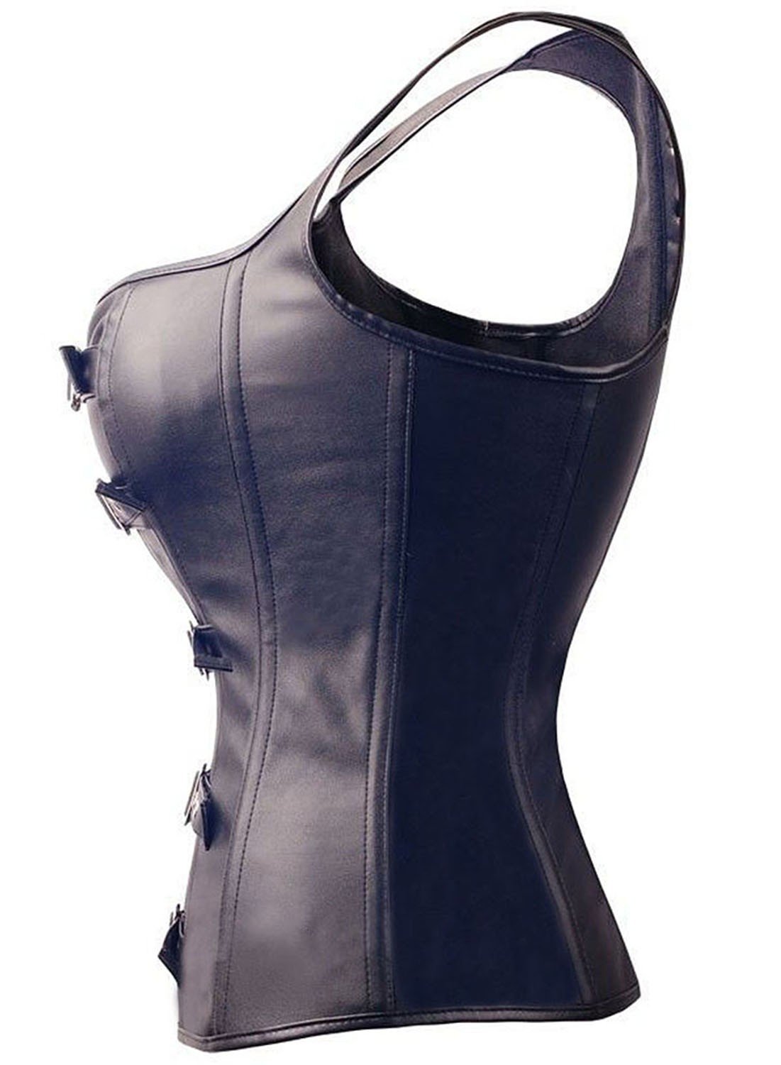 KIWI RATA Women’s Punk Rock Faux Leather Buckle-up Corset Bustier ...