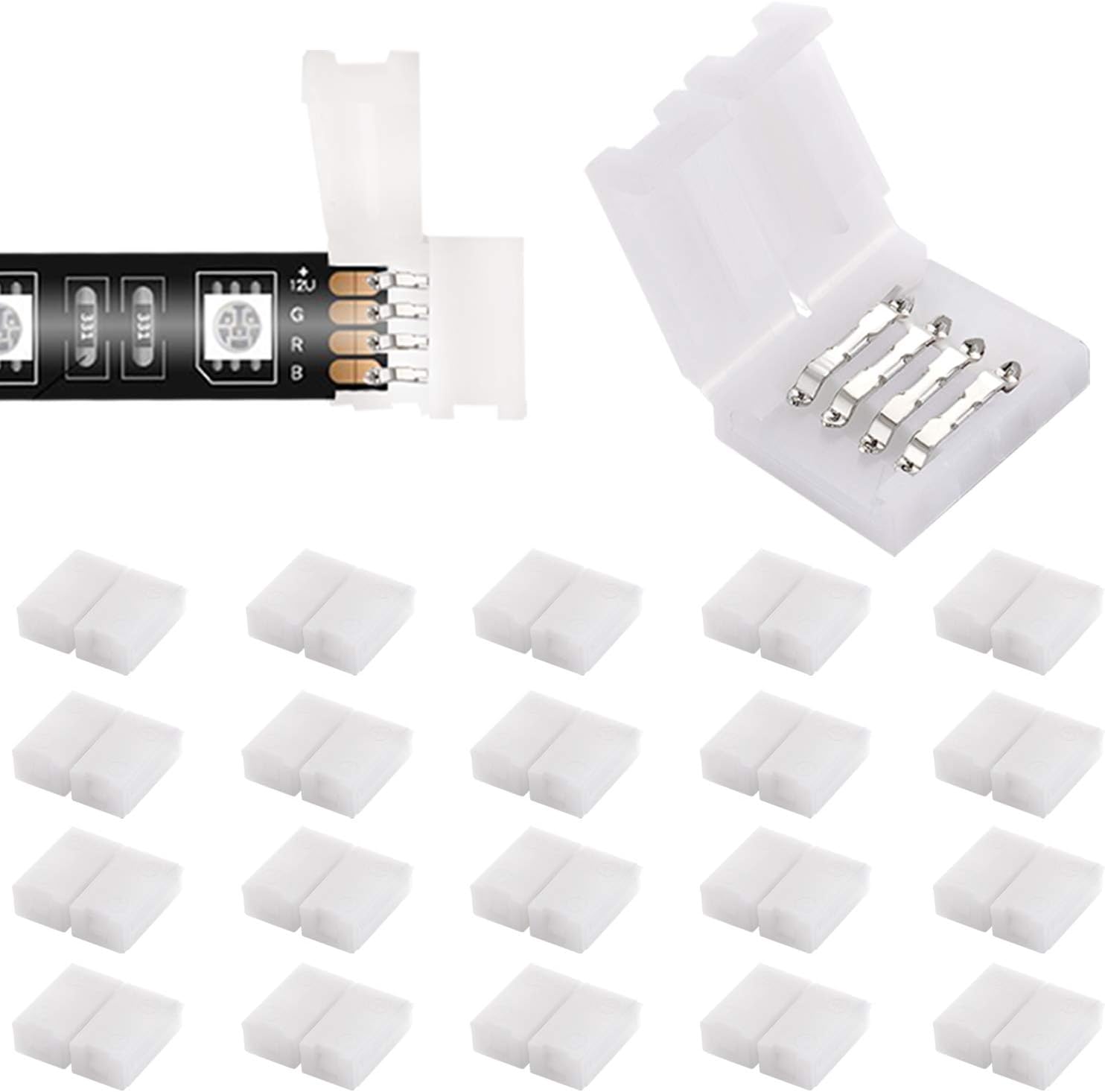 4 Pin RGB LED Light Strip Connectors 12V 72W 10mm for SMD 5050 ...