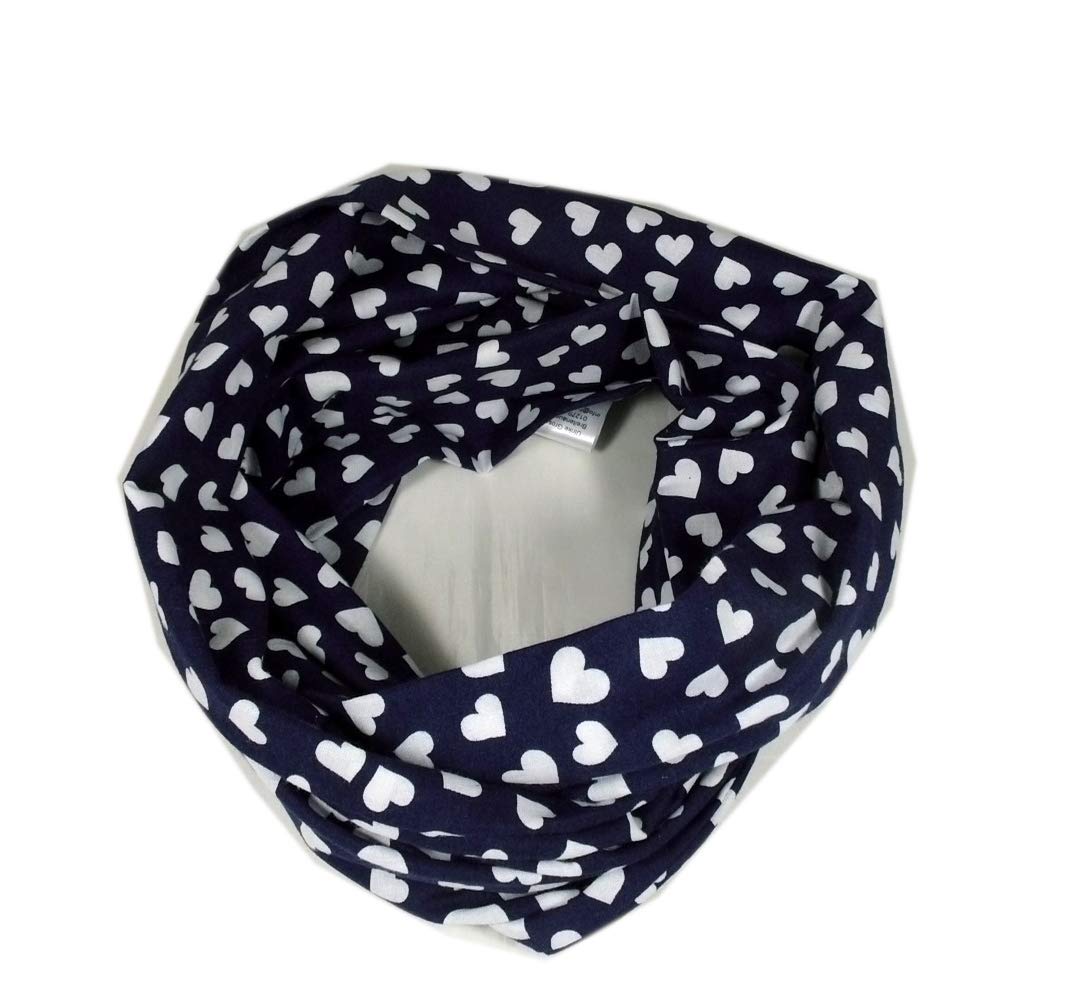Loop Schlauchschal blau weiß Herz Herzen dunkelblau Schal handmade ...