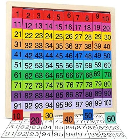 FUNHUB Wooden Montessori Math Counting Hundred Board Toy, 1 – 100 ...