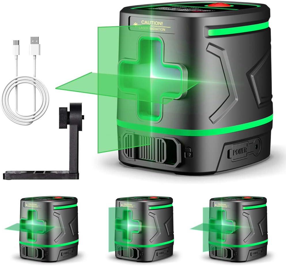 Laser Level, Green Beam Laser Level, Rechargeable Cross Line Self ...