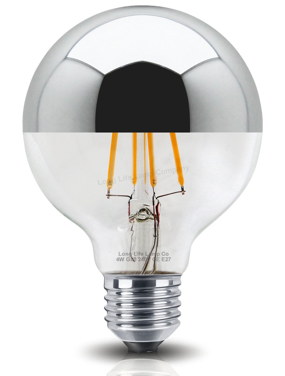 4W LED G80 Crown Silver Light Bulb Unique Mirror Top Style E27 Globe ...