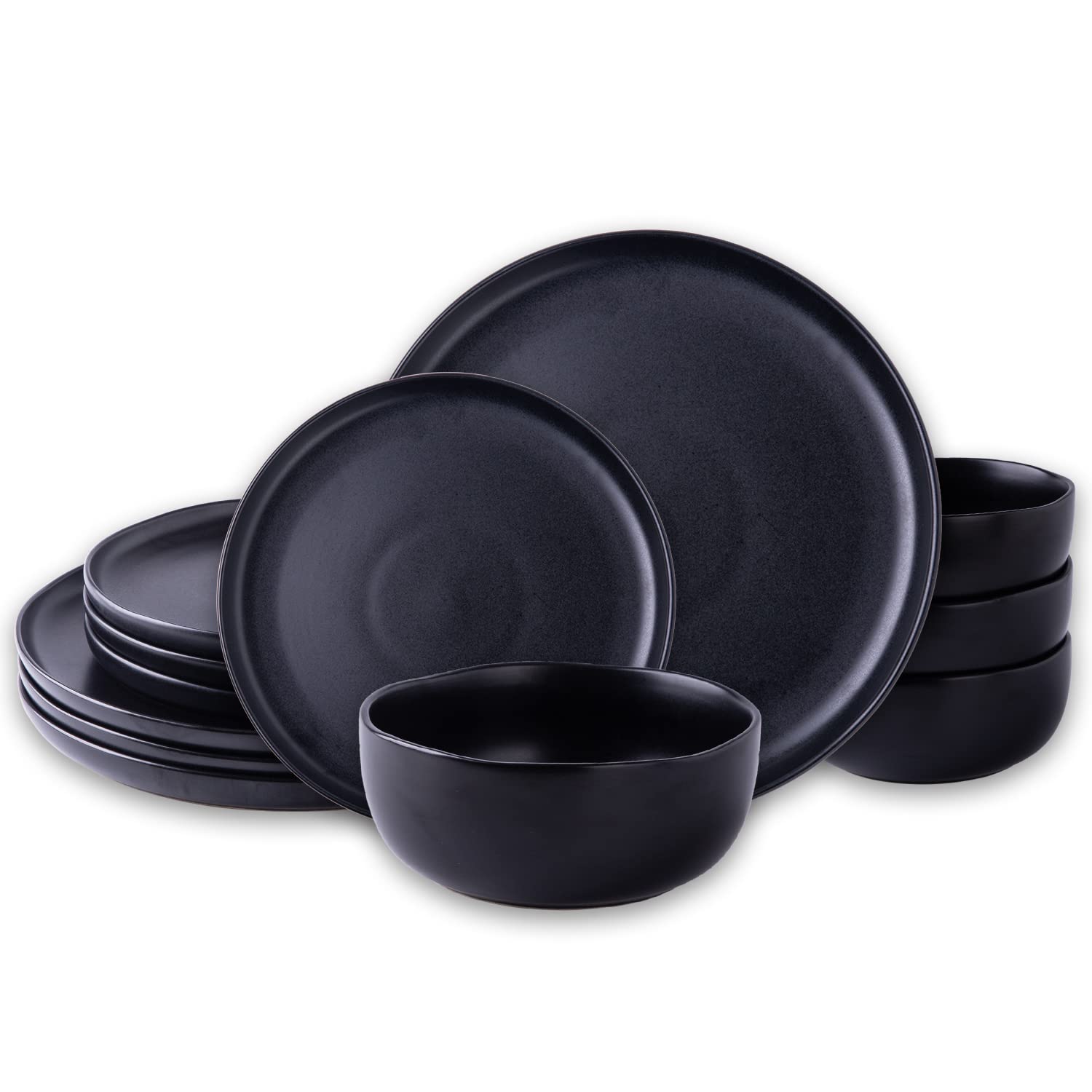 AmorArc Ceramic Dinnerware Sets, Wavy Rim Stoneware Plates and Bowls ...