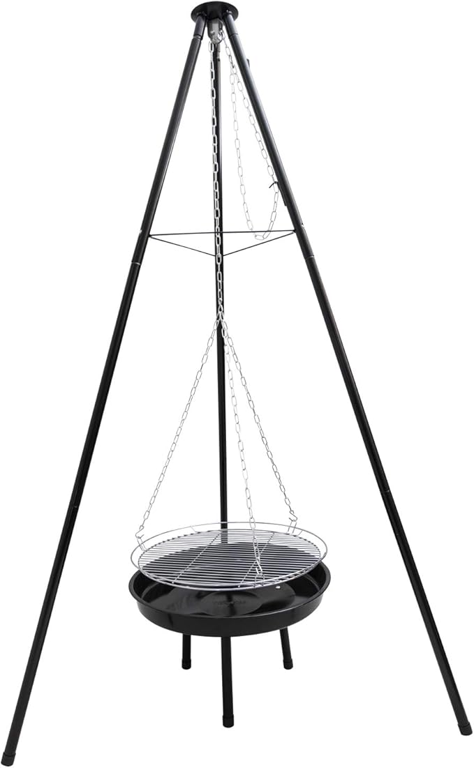Woodside Adjustable Garden Tripod Barbecue Cooking Grill Portable BBQ ...