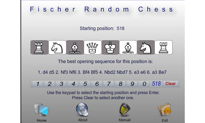 Fischer Random Chess Manual Starting Position and Opening Sequence ...