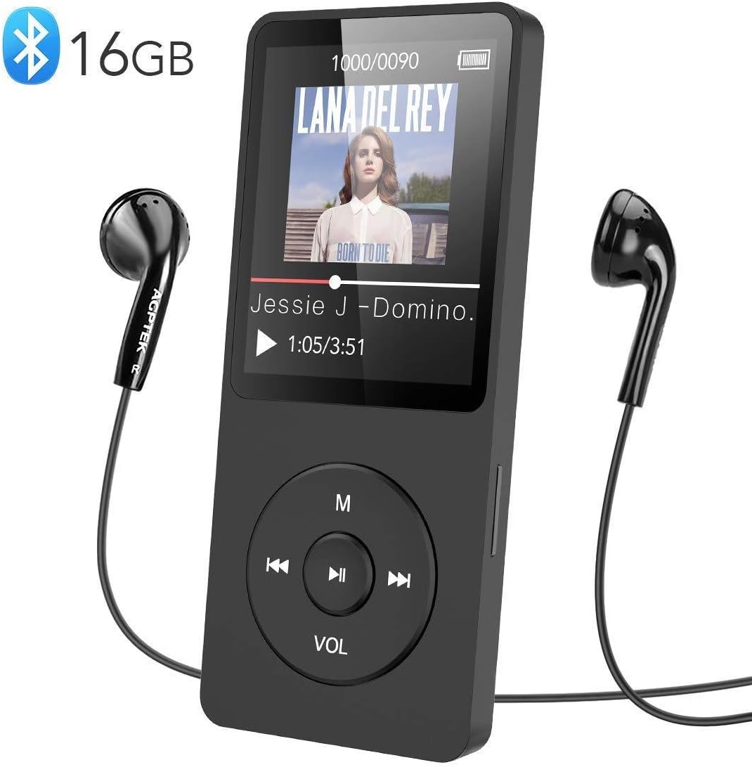 Bluetooth MP3 Player 16GB, 40Hrs Play Time, Potable Digital Audio ...