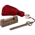GTHER Decorative Vintage Lock and Key, Antique Chinese Padlock with ...