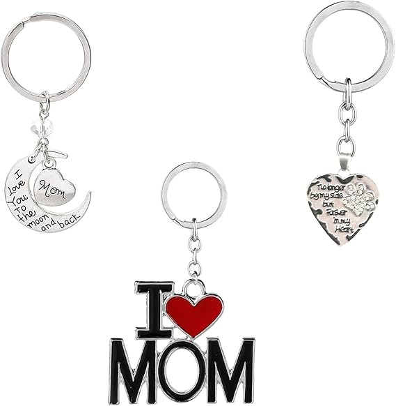 I Love Mom Keychain Mother Keychain 3 Pcs Mama Keyring: Amazon.co.uk ...