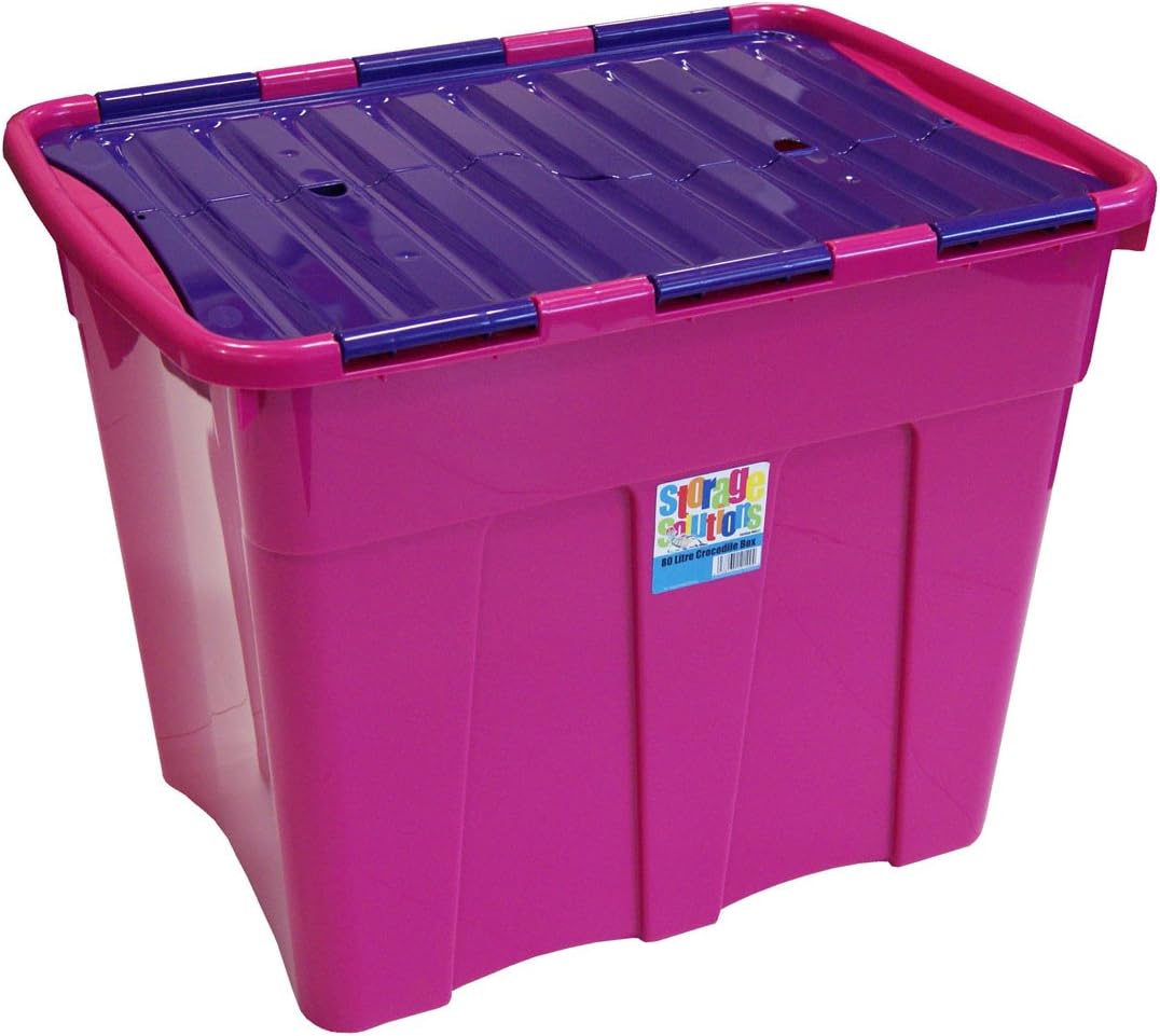 80 Litre Pink/Purple Croc Storage Box With Lid set of 3: Amazon.co.uk ...