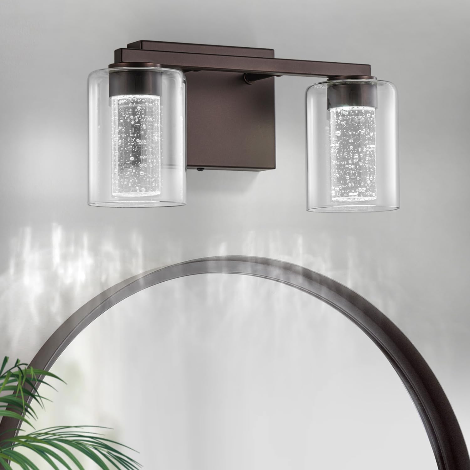 SineRise 2-Light Bronze Vanity Light with 3 Color Modes (3000K/4000K ...