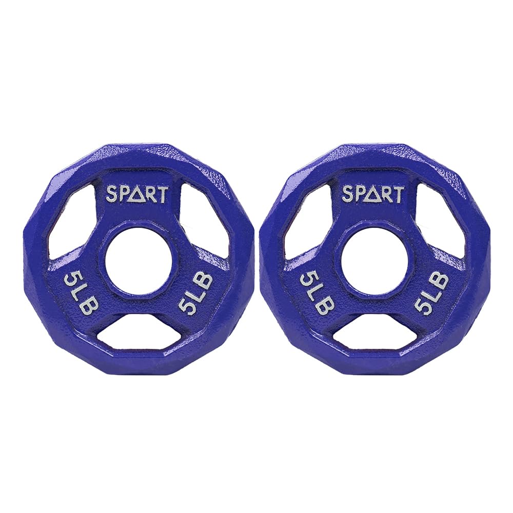 SPART Color Coded Weight Plate 2-Inch Cast Iron Tri-Grip Plate for ...