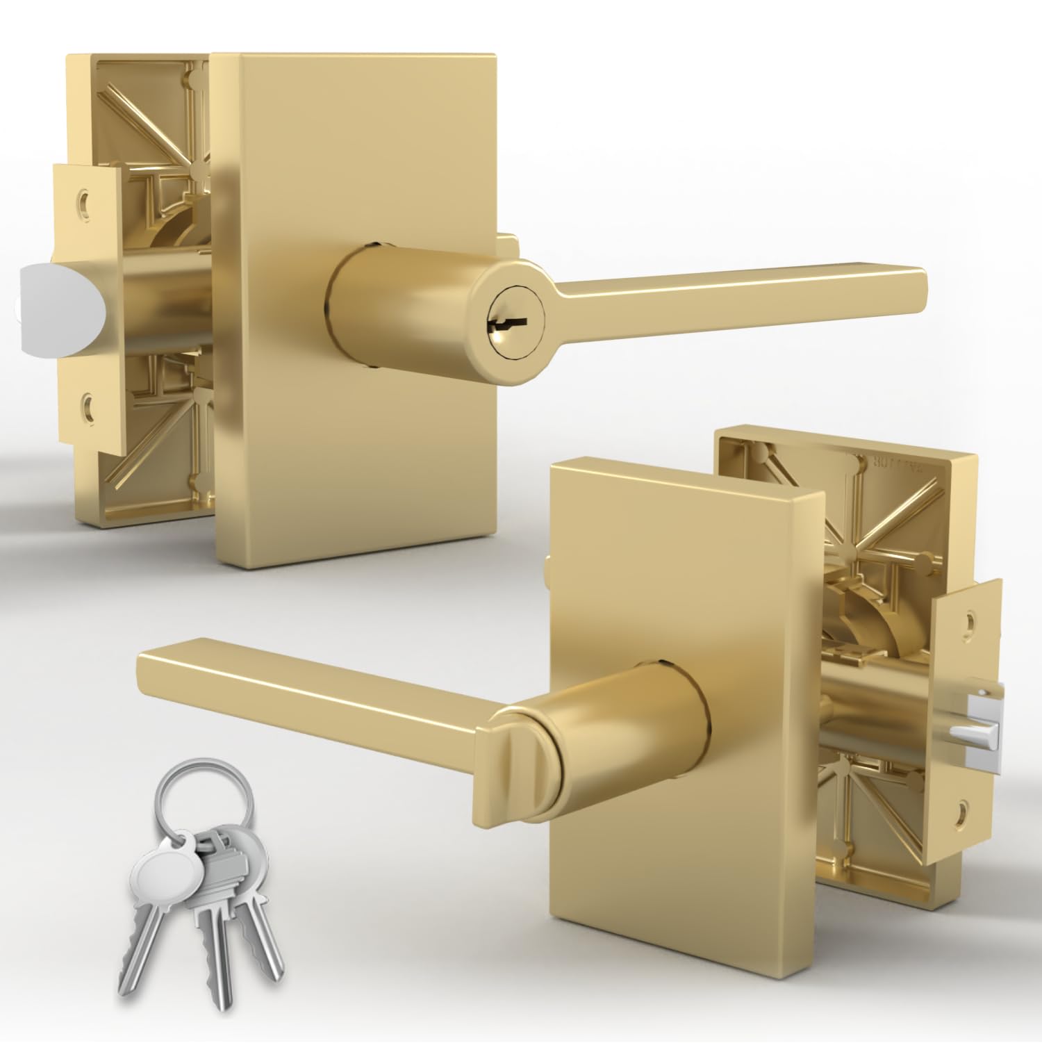 Mega Handles - Glamor Entry I Lever Door Lock Handle Set for Hallway ...