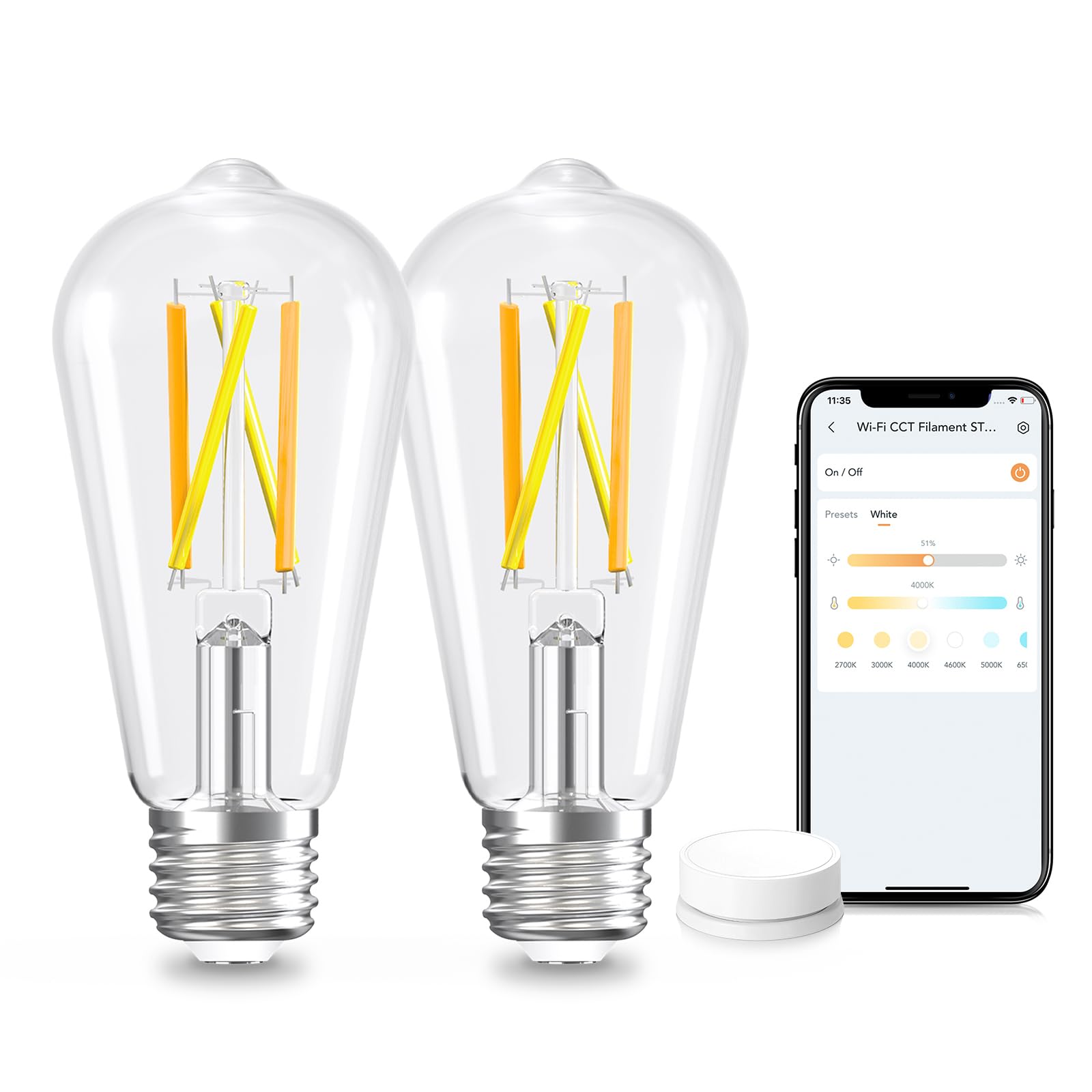 Linkind Smart Edison Bulbs, 2700K-6500K Tunable WiFi Edison Bulbs with ...