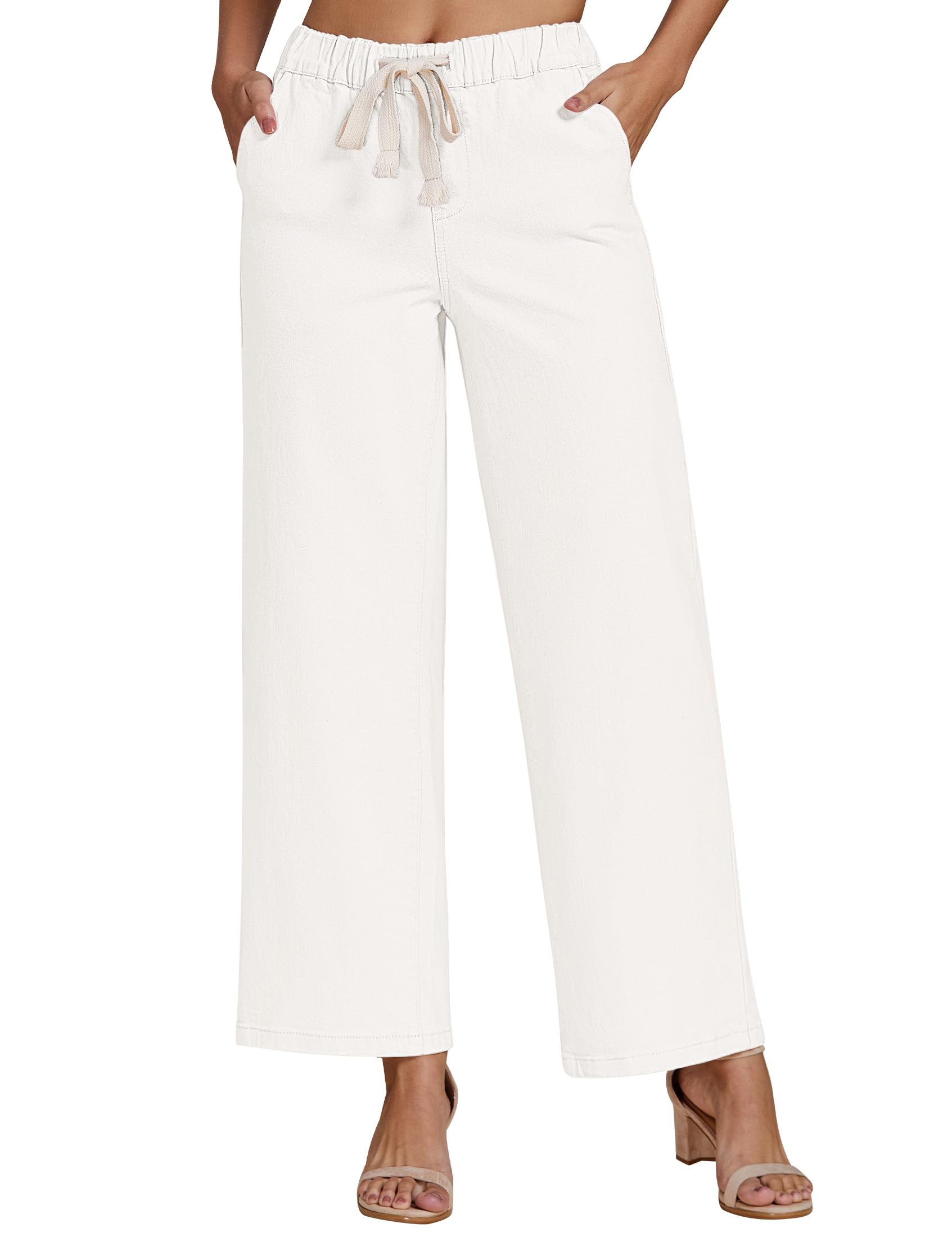 luvamia Wide Leg Jeans Woman High Waisted Trendy Pull On Elastic Waist ...