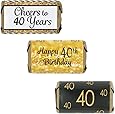 Amazon.com: 40th Birthday Party Favor Stickers - Gold and Black (Set of ...