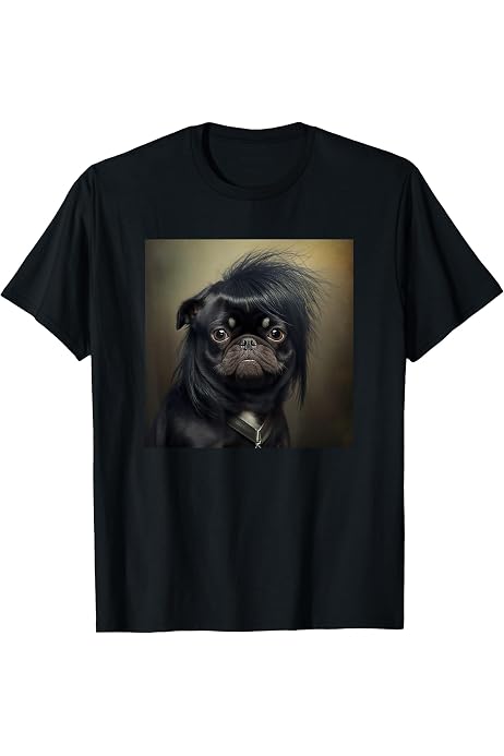 Camiseta Negra Con Cara De Pug Silueta De Cara De Pug Idea De Regalo