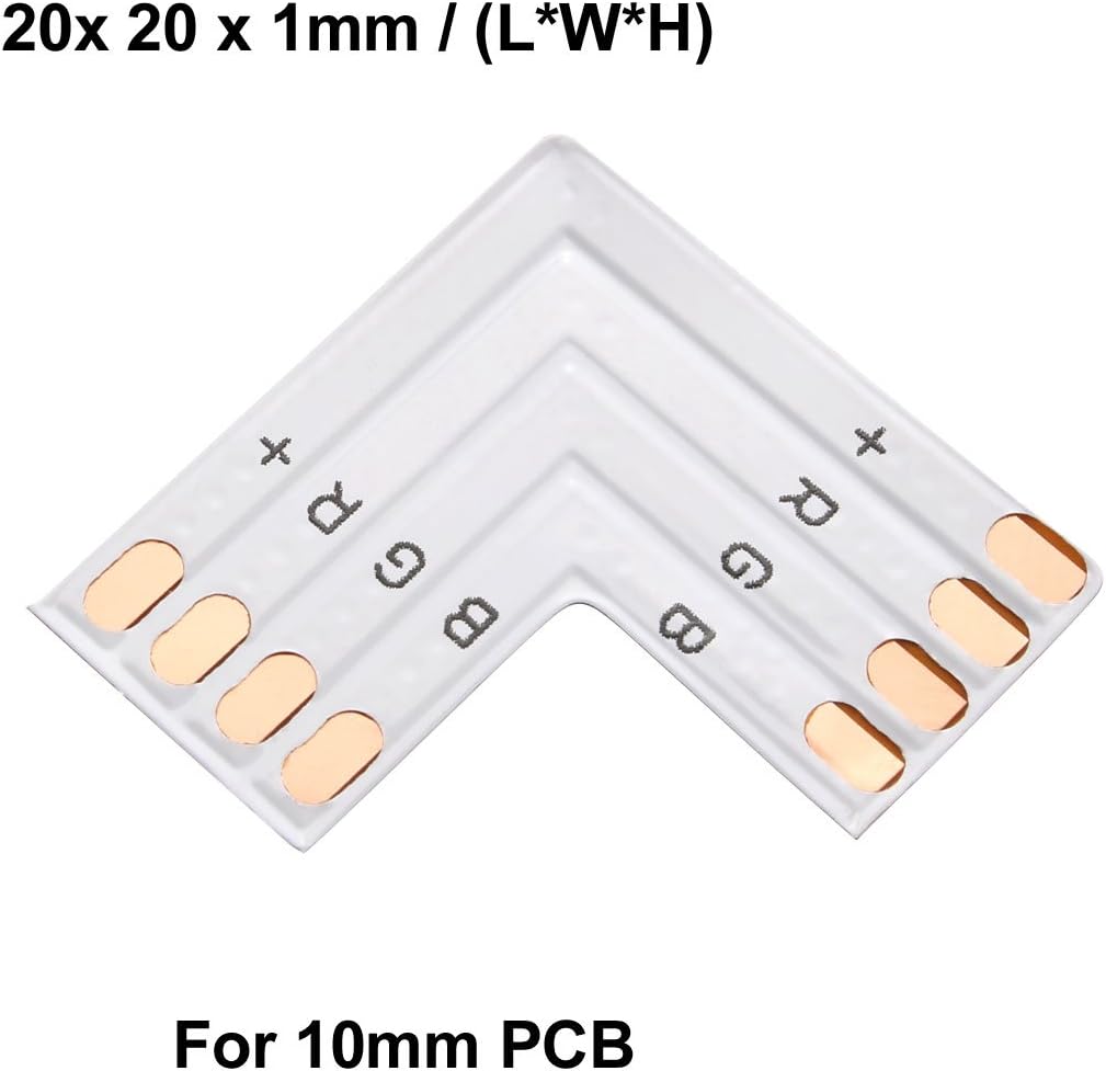 sourcingmap 10 Sets L Shape 4 Pin Led Connector for 5050(10mm) PCB LED ...