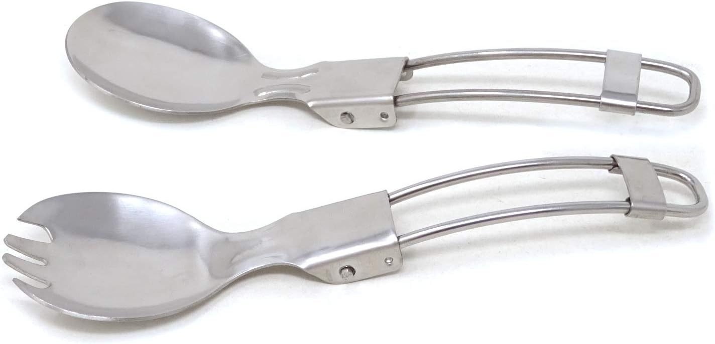 Amazon.com | Honbay Portable Stainless Steel Folding Spoon and Spork ...