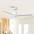 Ceiling Fans Without Lights and Remote 44 Inch White Ceiling Fan No ...