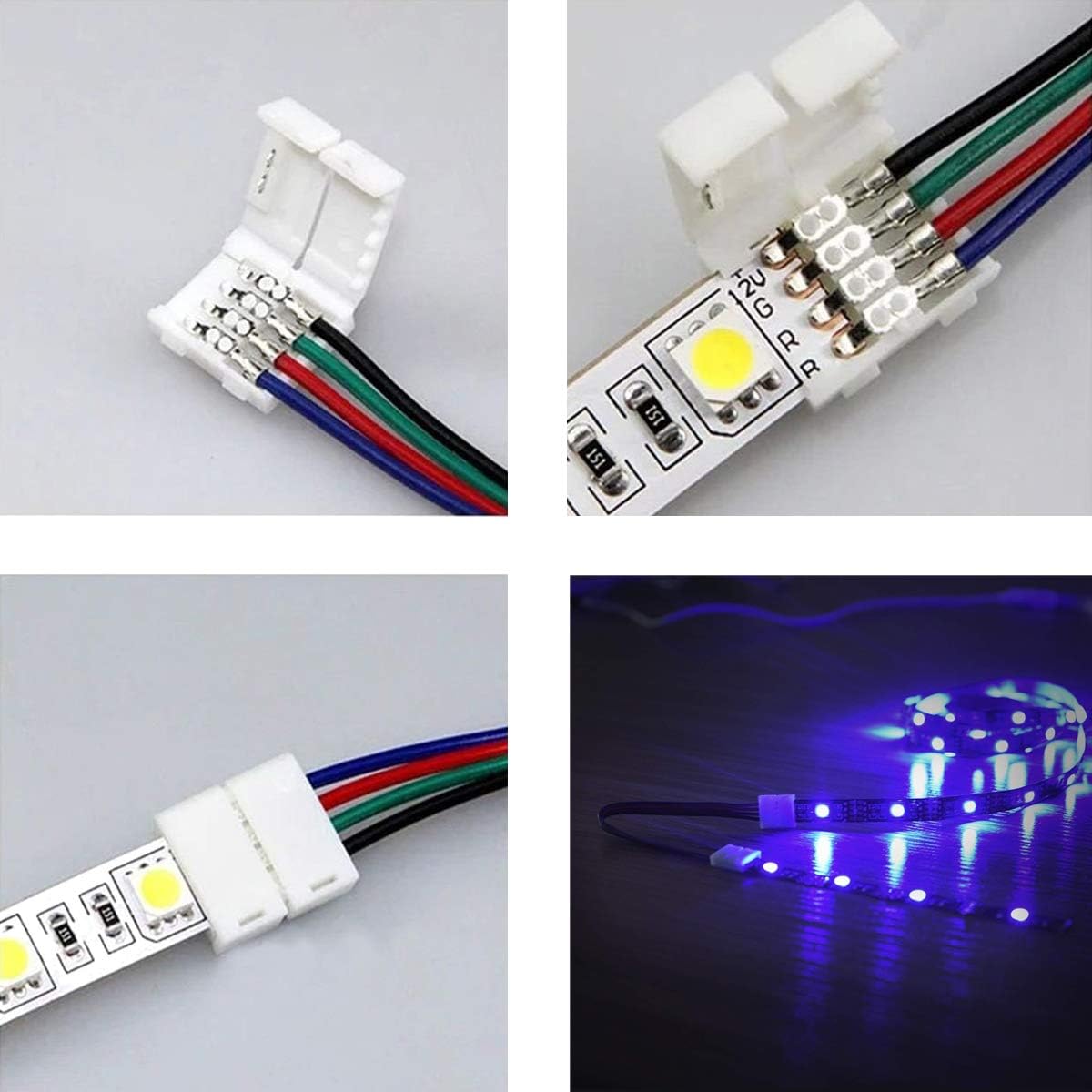 WOWLED LED Strip Light Connector Kit Including RGB Extension Cable ...
