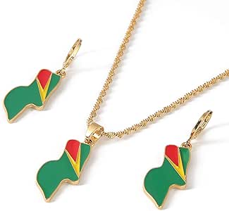 Amazon.com: Enamel Guyana Pendant Necklaces Jewellery Gold Color ...