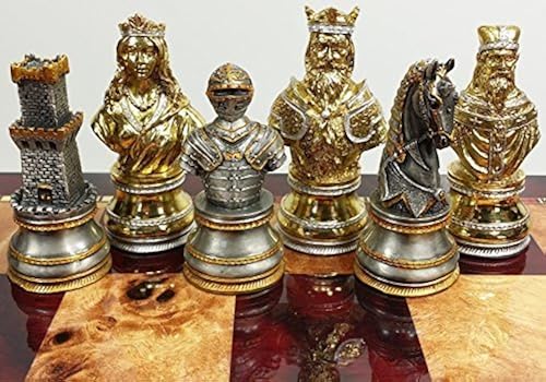 HPL Pewter Metal Medieval Times Crusades Knight Busts Chess Men Set ...