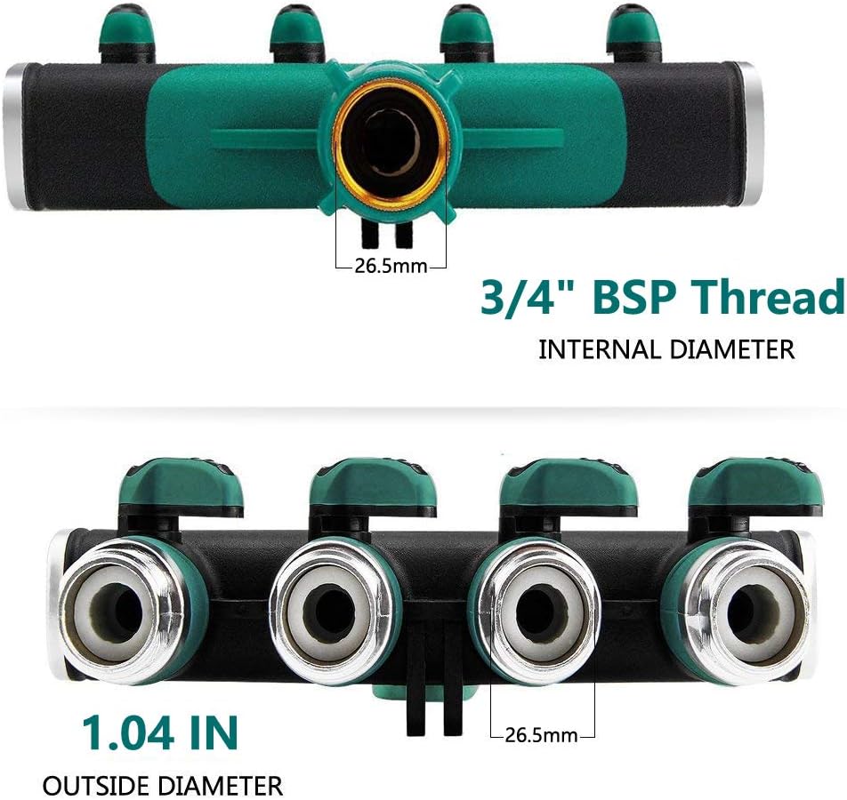 Calish 4 Way Garden Hose Splitter, Outdoor Utility Hose Connector ...