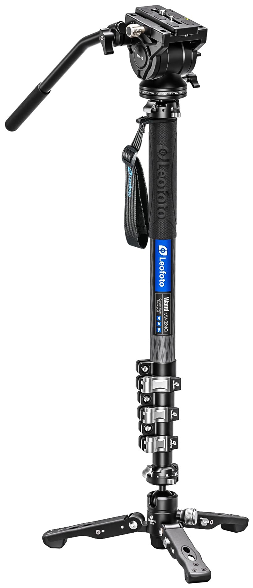 Leofoto MV-324C+BV-10 Carbon Fiber Flip Lock Pro Video Camera Monopod ...