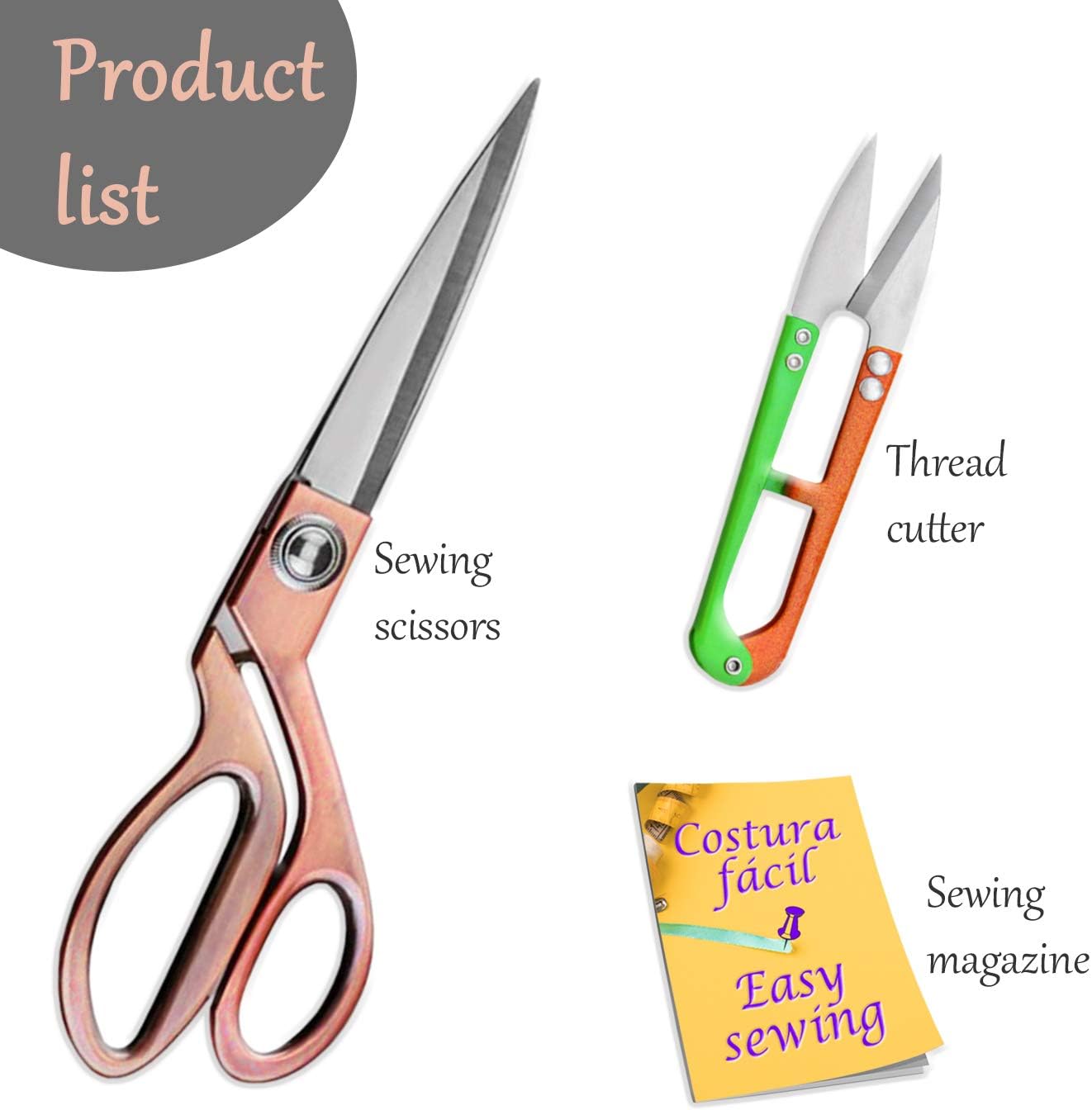 Dressmaking Scissors with Thread Cutter Sewing Stainless Steel Fabric ...
