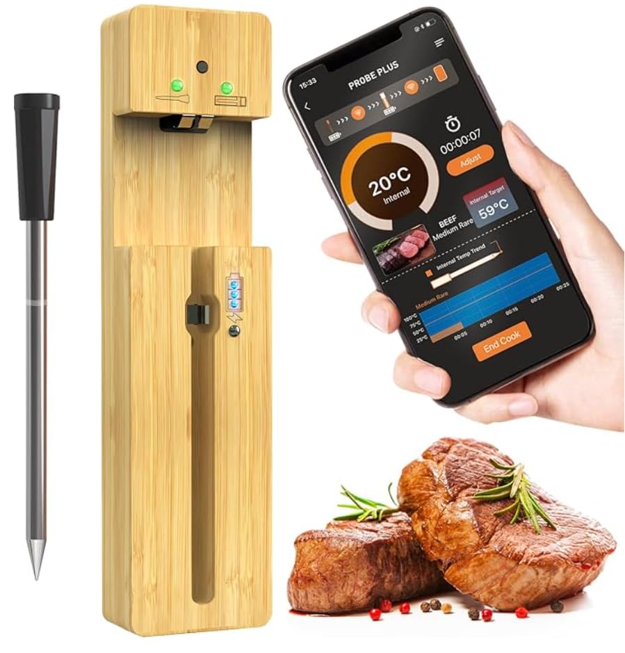 500FT Bluetooth Digital Food Thermometer,Smart Wireless Meat ...