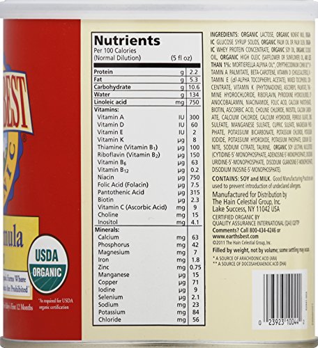 Baby food - Earth's Best Organic, Infant Formula with Iron, 23.2 Ounce ...