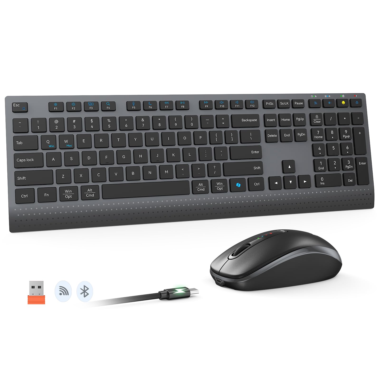 MEETION Wireless Keyboard and Mouse, 2.4 GHz Wireless/Bluetooth, Multi ...