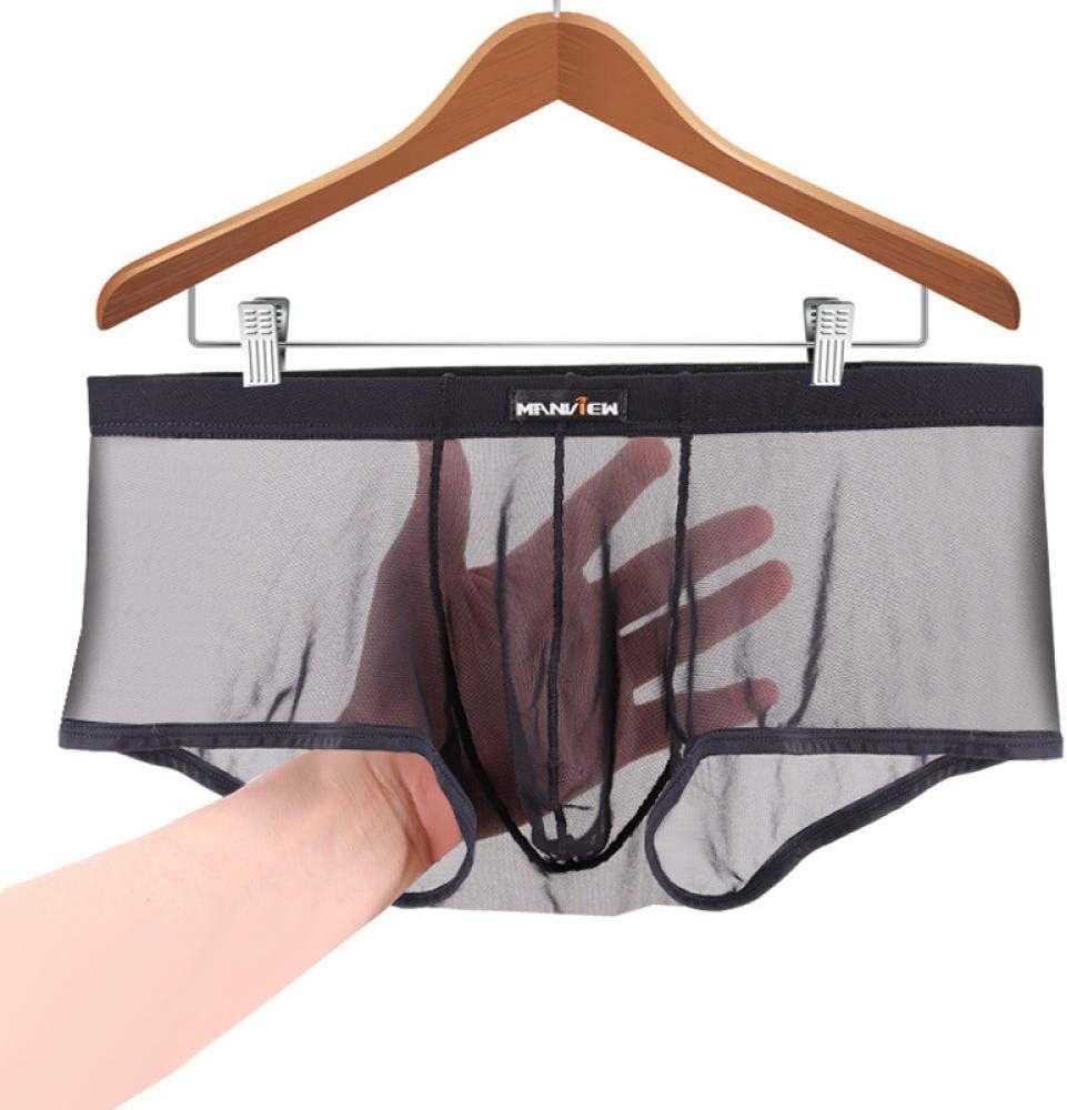 Men's Transparent Underwear Men's Flat Angle Low Waist Sexy mesh Ultra ...