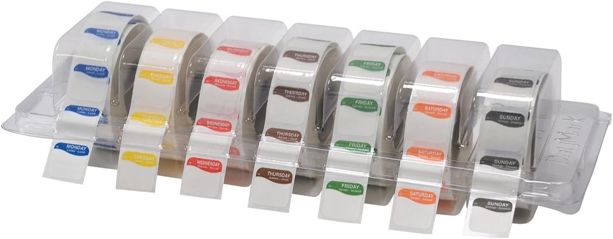 DayMark Day of The Week 3/4" Square Dissolvable Labels, Monday-Sunday ...