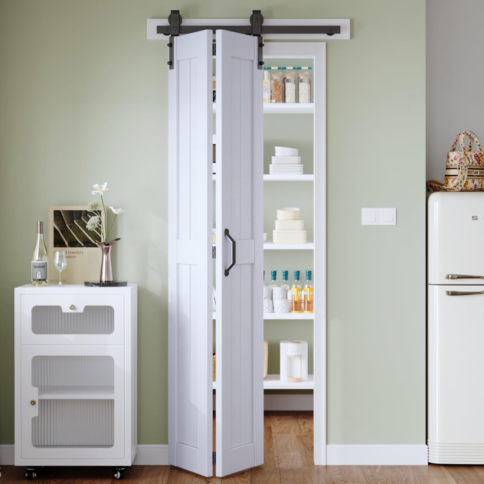 Finosen Bifold Barn Door 32 x 84 in (Double 16 inch)?Bi-fold Sliding ...