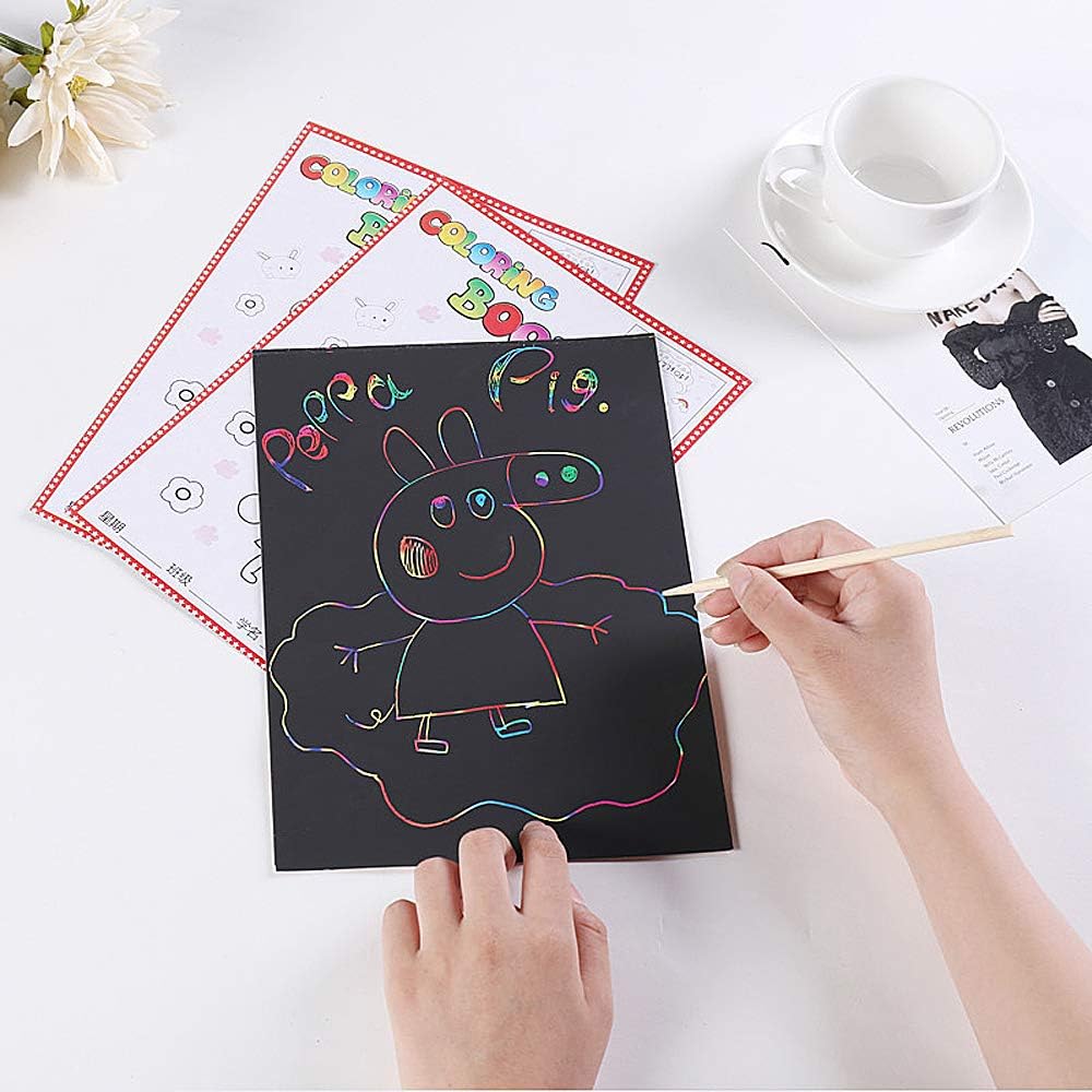 Arte dello scratchboard Scratch Art 30 Fogli MHwan Scratch Art Grandi ...