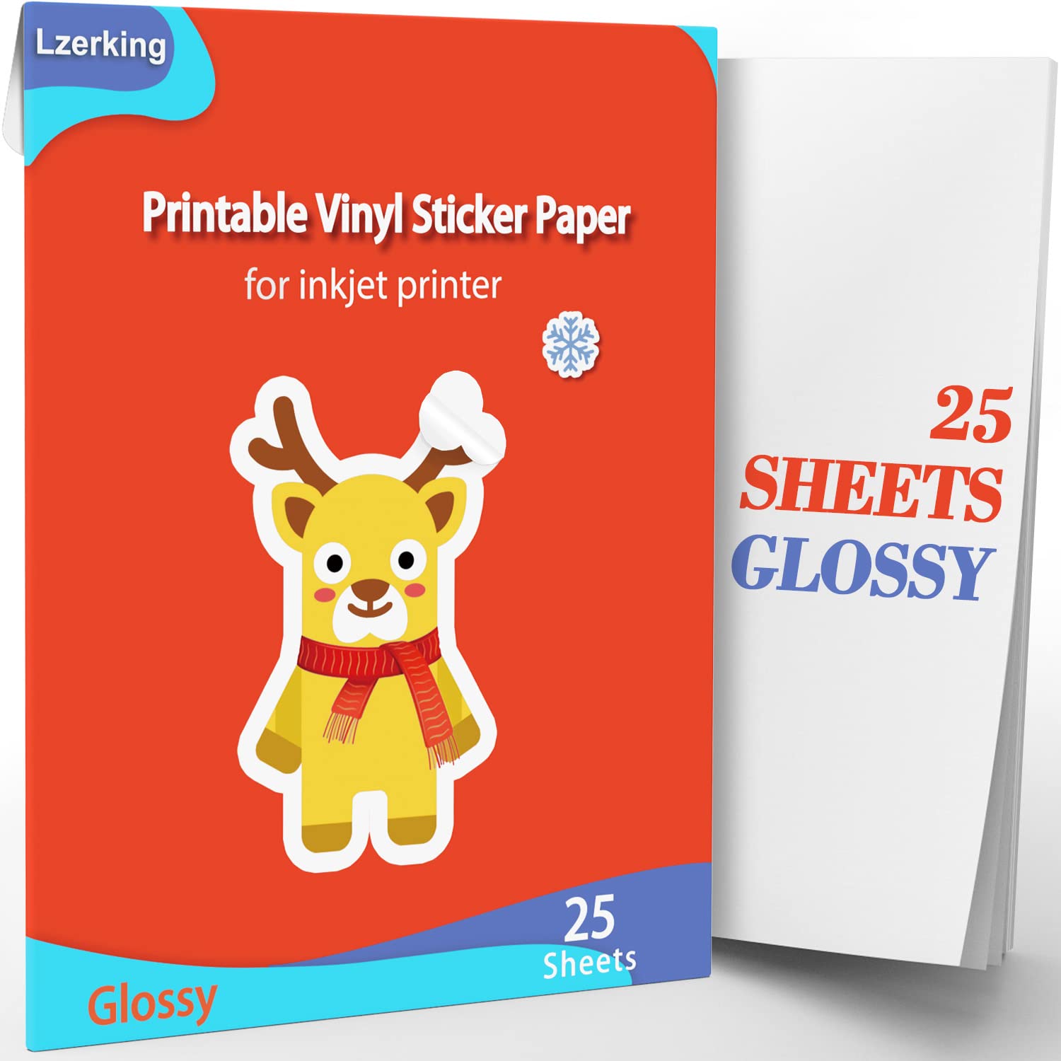 Lzerking Printable Vinyl Sticker Paper for Inkjet Printer - 25 Sheets ...