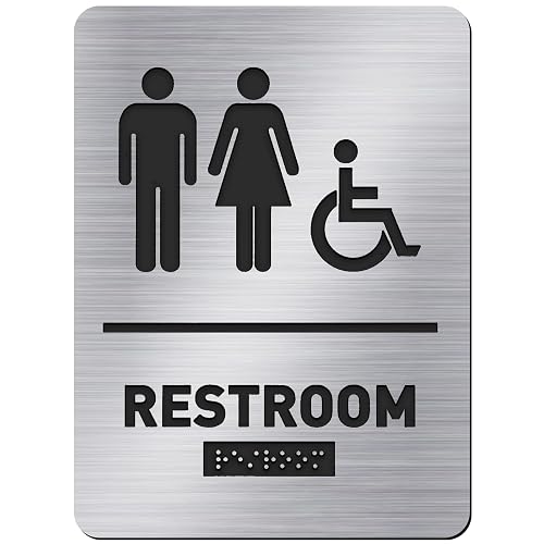 Oudain Ada Compliant Restroom Sign with Braille Unisex Handicap ...