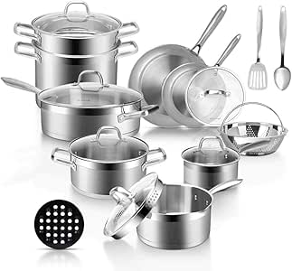 Amazon.com: Duxtop Professional Stainless Steel Pots and Pans Set, 18 ...