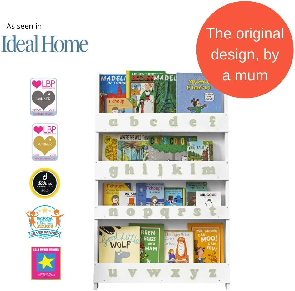 Tidy Books® Kids Book Shelves with ABC (Age 0-10) Kids Wall Bookshelf ...