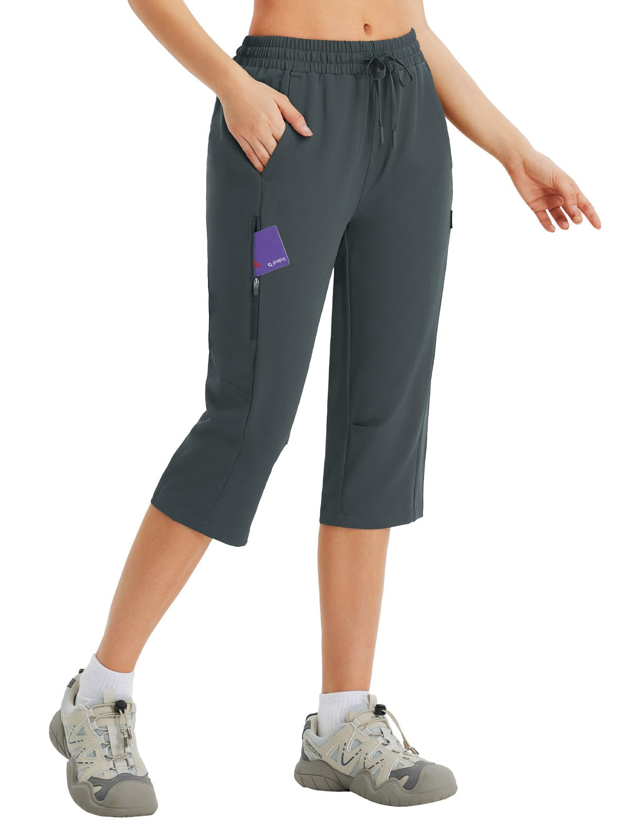 baleaf Women's 17" Hiking Capri Pants Below Knee Shorts Waterproof ...