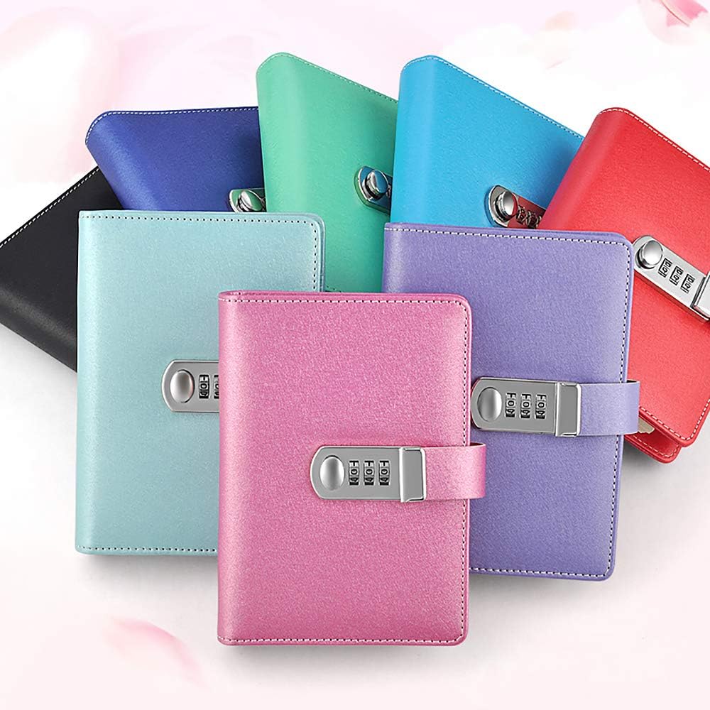 A6 Loose Leaf Password Notebook Refillable 104 Sheets PU Leather Secret ...