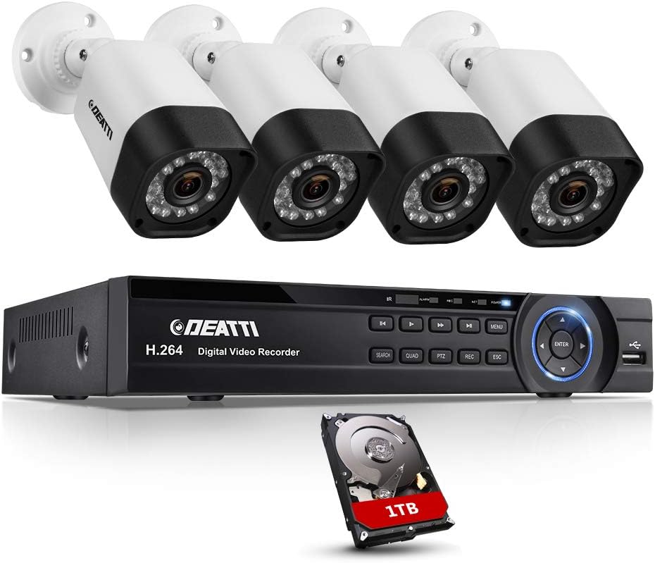 DEATTI 5-in-1 8CH 1080N Outdoor Camera System with 1TB Surveillance ...
