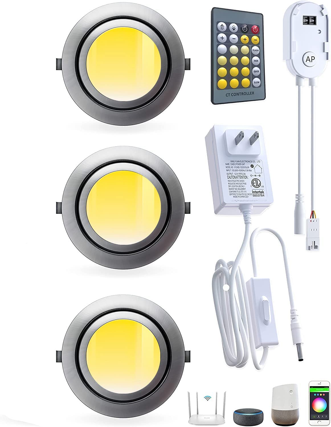 LED Puck Light Recessed Under Cabinet Puck Lights for Shelf Lighting ...